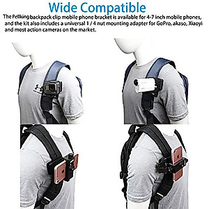 Backpack Clip Mount with Phone Holder Accessories for GoPro Hero 11 10 9 8 7 6 5 Black Akaso Sony Action Camera and iPhone Samsung Smartphones,Outdoor First View Live Video Shooting