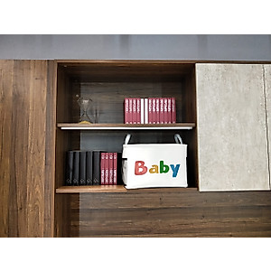 HIYAGON Baby Storage Basket Bin Canvas Rectangular Toys Storage Box Organizer for Books,Boys and Girls,Gift Basket(Baby)