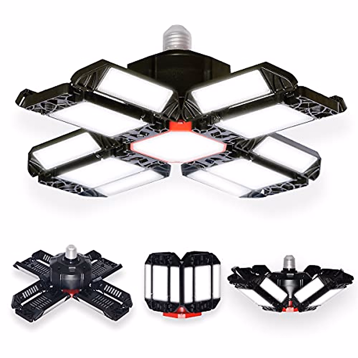 Atokit LED Garage Light 180W Deformable Garage Lights Ceiling led, 13 Leafs Garage Lighting with 12 Adjustable Panels 6500K Daylight led Shop Lights for Workshop, Garage, Basement, Garden