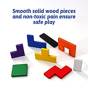 Wooden Blocks Puzzle Brain Teasers Toy，Wooden Puzzle Tangram,Cube 3D Puzzle for Kids，Puzzles for Kids Ages 2-8, Montessori Kids Educational Puzzle Games Gift (1 pcs)