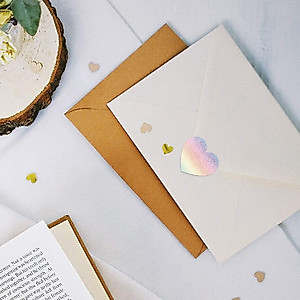 Mercei 1.5" Rainbow Heart Stickers, Heart Shaped Adhesive Sticker Labels, 500 Pcs Love Stickers for Personal and Business Uses