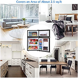 COSTWAY Compact Refrigerator, 3.2 cu ft. Unit 2-Door Mini Freezer Cooler Fridge with Reversible Door, Removable Glass Shelves, Mechanical Control, Recessed Handle for Dorm, Office, Apartment (Grey)