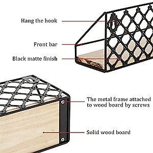 Sziqiqi Floating Shelves for Wall Storage Mounted Shelf-Set of 3 Rustic Wood Wall Shelving for Bathroom Bedroom Kitchen Living Room Office Plant Book (Black)