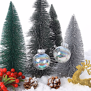 2.5 Inch Iridescent Ornaments Balls, 12Pcs Plastic Clear Christmas Balls Fill-able Mini Ornaments for Crafts Holiday Party Xmas Tree Decorations Home Decor