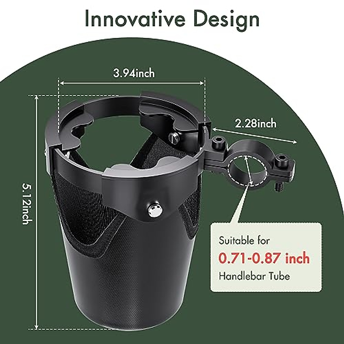 Titanker Bike Cup Holder, Upgraded Bike Water Bottle Holder with Aluminum Alloy Fasteners for Secure Grip, Adjustable 16oz to 32oz Bike Drink Holder for Road MTB Bikes, Scooter, Treadmill, Black