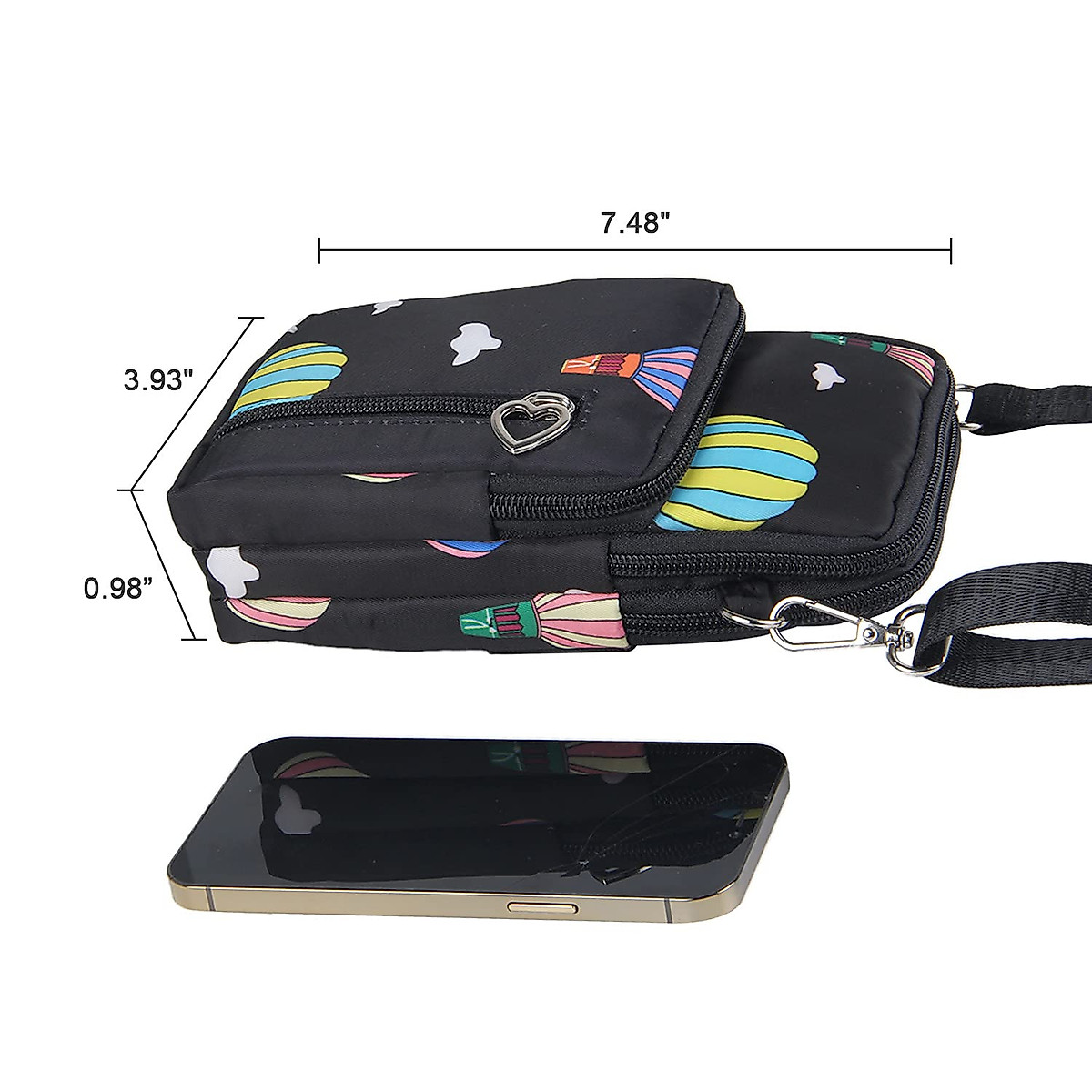 Freie Liebe Small Crossbody Bag Nylon Cell Phone Purse for Women Mini Lightweight Phone Wallet