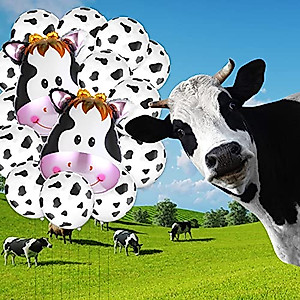 26 Pieces Cow Balloons, Cow Print Balloon Giant Cow Shape Mylar Foil Latex Balloons Funny Print Balloons for Western Cowboy Farm Animal Ballons Birthday Party Supplies Cow Themed Party Decorations