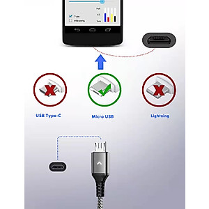 JIUWFOX Micro USB Android Charger Cable [2-Pack 4ft+6ft], Light Up Micro USB Charging Cable for Samsung Galaxy S7 Edge S6 S5 J7 J7V J5 J3, Moto E6 E5 E4, LG K40 K20, Xbox, PS4