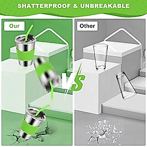 Wownnic Kids Cups with Lid and Straw- 6 Packs 12Oz Stainless Steel Cups for Kids– Leakproof Closed Buckles Kids Tumblers– Comfortable and Safe Sippy Cups- Spill Proof Toddler Cups