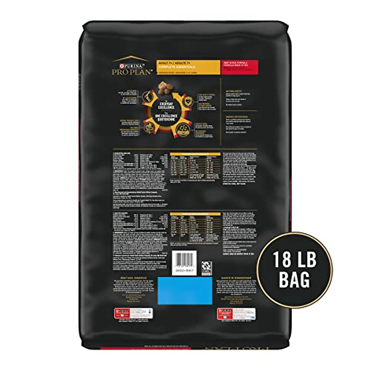 Purina Pro Plan Adult 7+ Complete Essentials Shredded Blend Beef & Rice Formula High Protein Dog Food for Senior Dogs - 18 lb. Bag