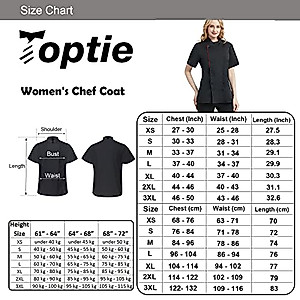 TOPTIE Women's Chef Coat with Contrast Piping Short Sleeve Chef Jacket White