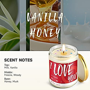 Love You Scented Candle Gifts for Women, Girlfriend, Wife, Vanilla, Sugar, and Buttercream Aromatherapy Soy Wax Candle for Home, Valentine's Day Gifts, Birthday Candle - 40 Hour Burn Time 9oz