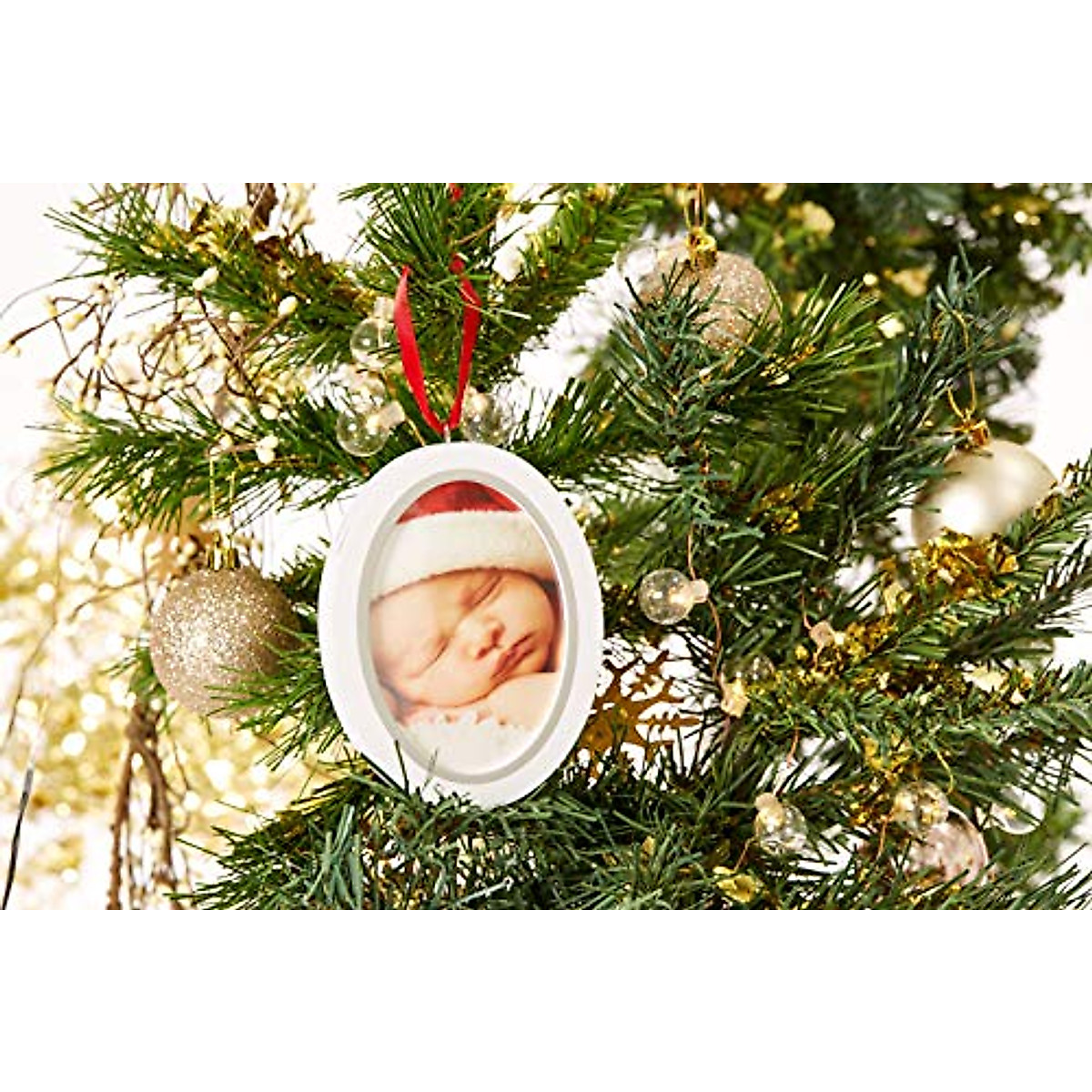 Pearhead Babyprints Double-Sided Christmas Photo Ornament with Clean Touch Ink Pad, Newborn Handprint or Footprint Kit, 2 Sided Baby's 1st Christmas Holiday Keepsake Ornament