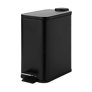 SunnyPoint 5 Liter / 1.32 Gallon Trash Can with Plastic Inner Buckets; Rectangle Bathroom, Office, Kitchen, and Bedroom Step On and Slow Close
