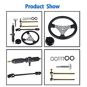 labwork 300mm Steering Wheel Steel Kit 320mm Gear Rack Pinion Adjustable Shaft Set Replacement for 110cc Go Kart