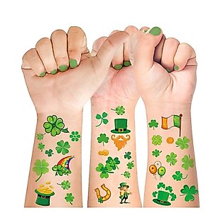 St Patricks Day Tattoos,16 Unique Sheets, 140 Pcs St Patricks Day Stickers, St. patrick's Day Temporary Tattoos Shamrock, Amazing Irish St Patricks Day Decorations Party Favors, A HIT for Your event!