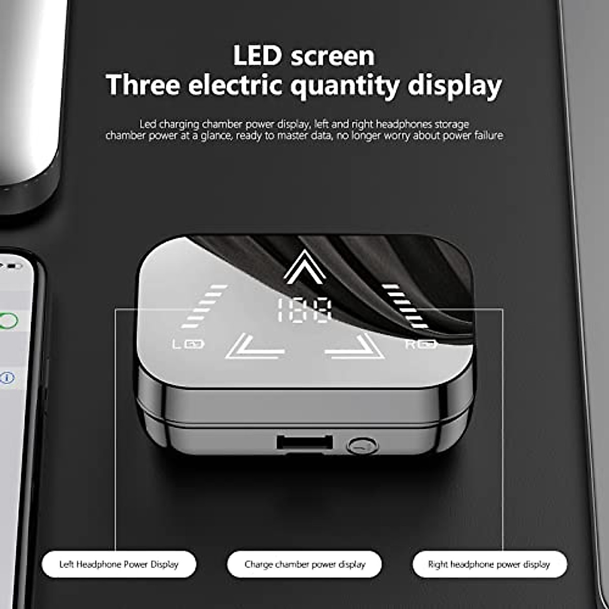 ZZKHGo Wireless Earbuds - Digital Power Display Bluetooth Headset Mini Private Mode True Wireless 5.2 Binaural in-Ear Sports Waterproof Noise Cancellation for Gifts