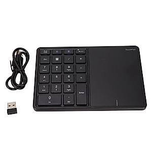 Sanpyl Numeric Keypad, 2 in 1 22 Keys 2.4G Touchpad Bluetooth 4.2 Number Pad, Type C Charging 500mAh Financial Accounting Keyboard, for Laptop, PC, Desktop(Black)