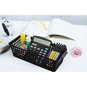 Begale Small Plastic Storage Baskets, Black, 11.6"L x 5"W x 3.4"H, Set of 6