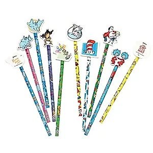 Raymond Geddes 66865 Dr. Seuss Number 2 Pencils With Giant Pencil Top Erasers (Pack of 36)