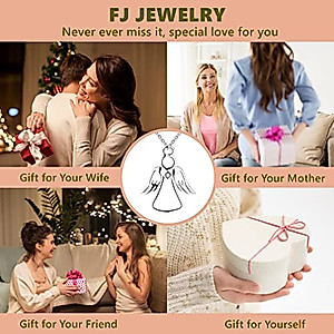 FJ Guardian Angel Necklace 925 Sterling Silver Angel Pendant Jewelry Gifts for Women