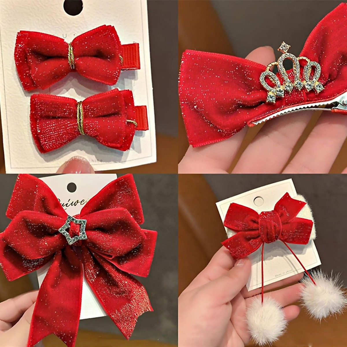 Christmas Ribbon Red Velvet 10 Yards Gold Wire Artificial Glitter Ribbons for Gift Wrapping DIY Hair Bowknot