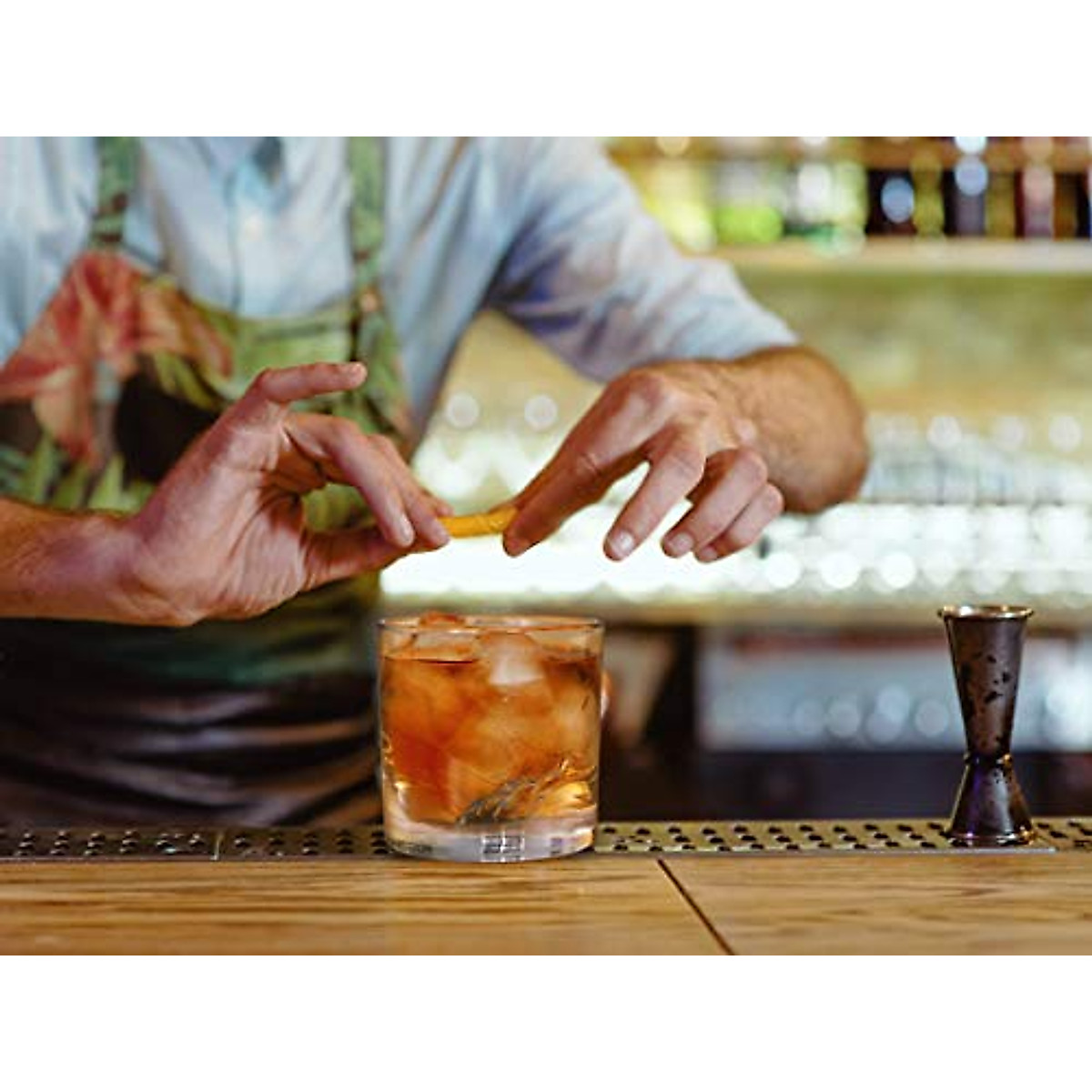 LIITON Grand Canyon Crystal Bourbon Whiskey Glasses Gift Set of 4, Heavy Freezable Old Fashioned Cocktail Glass Tumbler, Premium Luxury Gift for Men, Groomsman, 10 oz