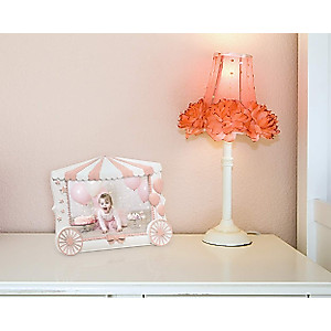 Isaac Jacobs 4” x 6” Resin Sentiments Baby Picture Frame, Horizontal Keepsake Photo Frame with Easel and Hanging Tabs for Tabletop, Desktop & Wall Display (White with Pink)