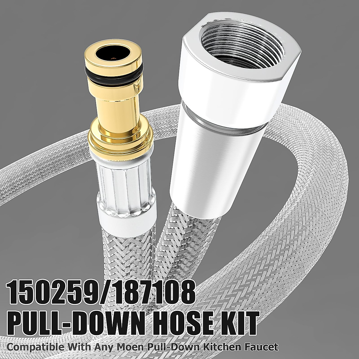 Compatible with Moen Faucet 150259 Pull Down Hose Replacenent Kit, Kitchen Faucet Pull Down Kitchen Faucet Replacement Part 187108, 1-Pack Gray