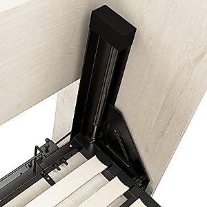 Bestar Pur Queen Murphy Bed and 2 Shelving Units with Drawers, 115-inch Space-Saving Sleeping Arrangement in Linen White Oak