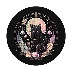 Moon Phases Crystal Witchy Cute Black Cat Kawaii Pastel Goth PopSockets Swappable PopGrip
