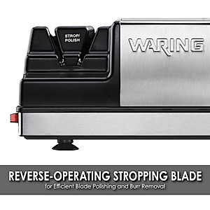 Waring Commercial WKS800 Commercial 3-Station Knife Sharpener with 2 Grinding and 1 Stropping Wheel