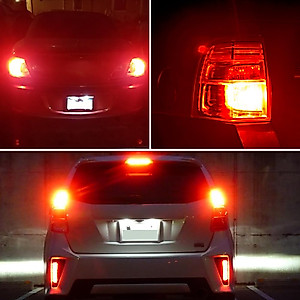 AUXLIGHT 2057 1157 2357 7528 2057A 1157A 2357A LED Bulbs Brilliant Red, Ultra Bright 57-SMD LED Replacement for Brake/Tail Lights, Blinker Lights, Turn Signal/Parking or Running Lights (Pack of 2)