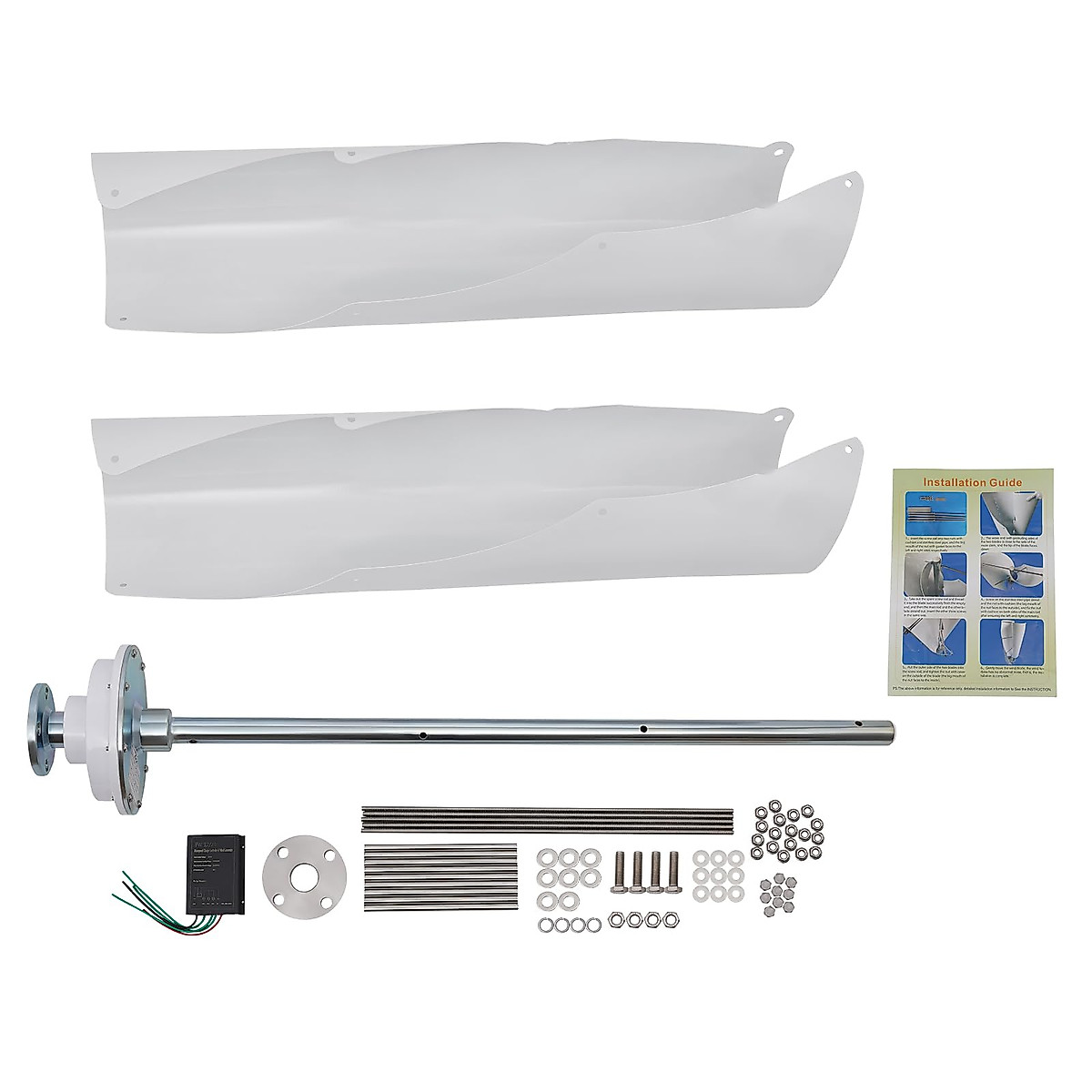 DOONARCES 400W 12V Vertical Wind Turbine Generator Kit, Helix Maglev Axis Wind Turbine Generator with 2-Blades Wind Power Generator Kit with PWM Controller Windmill Generator System, White (12V)