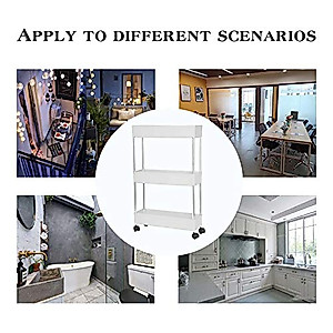 YooFZler 3 Tier Slim Storage Cart Mobile Tower Rack Rolling Shelving Unit Storage with Casters Wheels&4 Side Hoops for Kitchen Bathroom Laundry Room