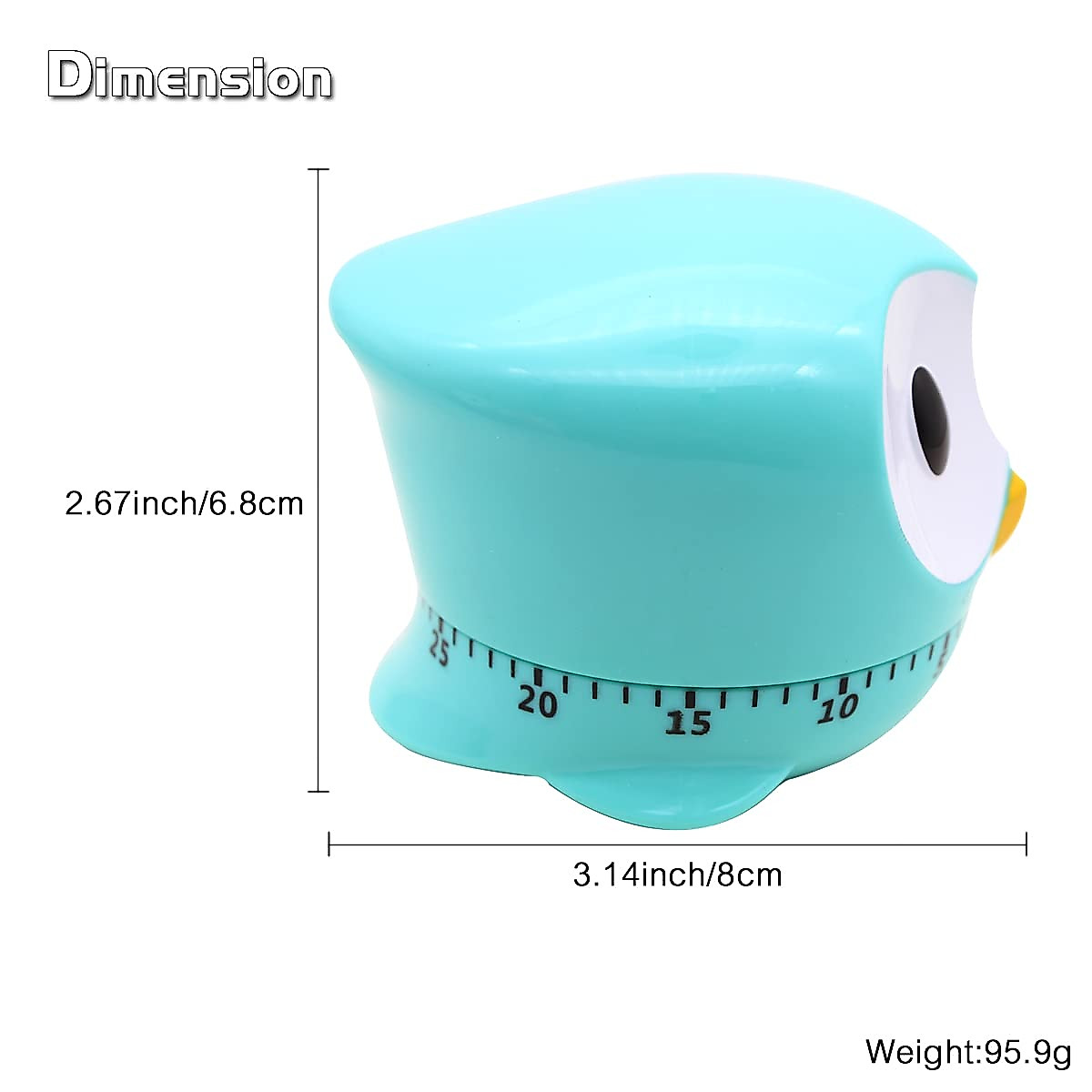 Ranvi Kitchen Timer 60 Minutes Cute Owl Novelty Manual Cooking Timer Desktop Decoration(Blue)