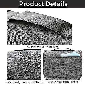 Hanging Toiletry Bag Large Capacity Men and Women Waterproof Travel Cosmetic Bag Bathroom Storage Bag (Grey)