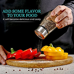 Salt Shaker or Pepper Shaker with Adjustable Pour Holes - Stainless Steel Spice Dispenser - Perfect for Pink Himalayan, Table Salt, Black and White Pepper