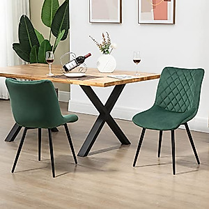 ANOUR Modern Dining Chairs, Velvet Kitchen Chair, Living Room Chairs, Set of 2, Upholstered Side Chair with Metal Legs for Dining Room Kitchen Bedroom Vanity