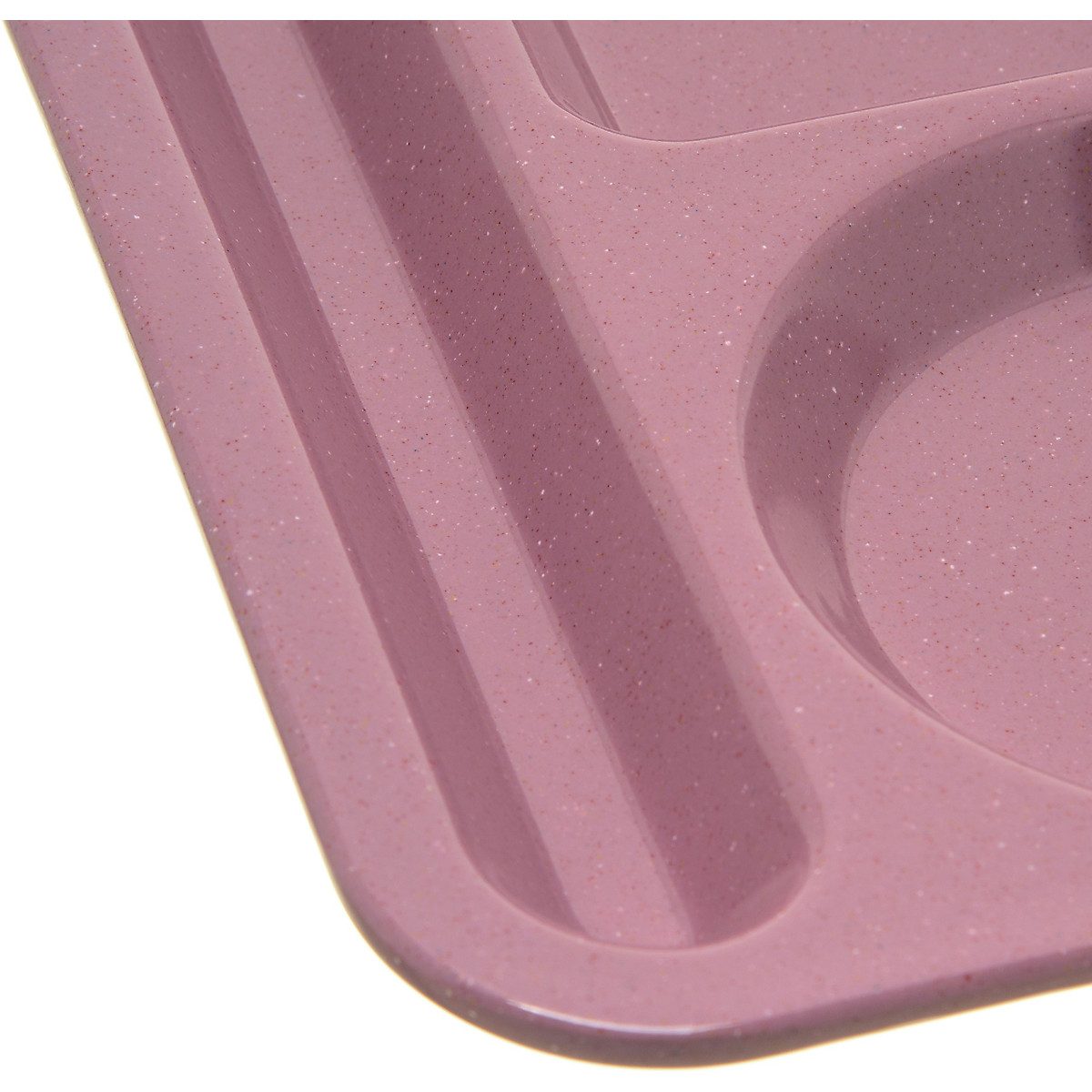 Carlisle FoodService Products Plastic Meal Tray, Left-Handed, 14 x 10 Inches, Melamine, 12-Pack, Rose Granite
