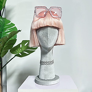 DE-LIANG Female Velvet Head Dress Form Mannequin Fully Pinnable Head for Hat Wig Jewelry Earring Scarves Display Clothing Fabric Head Model for Sale Silver Grey40cm