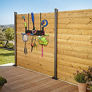 Poolmaster 35601 Mounted/Hanging Outdoor Backyard Garden Tool Organizer Storage Rack, Black