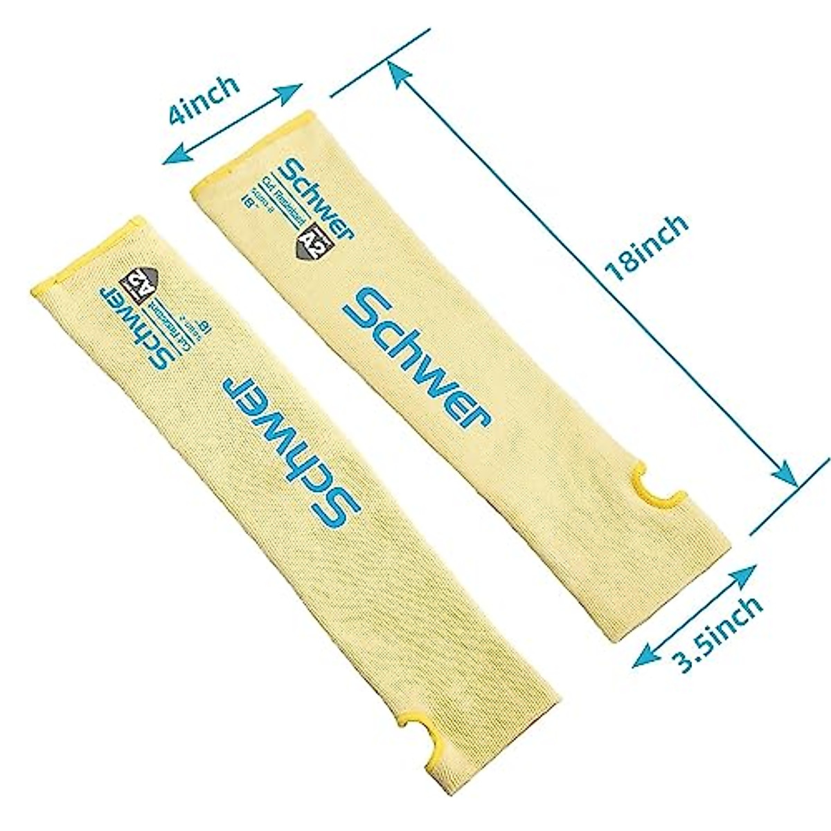 Schwer 18 inch Aramid Protective Arm Sleeves, ANSI Level A2 Cut Resistant Sleeves with Thumb Hole, Double Layer Heat Resistant Sleeves, Moisture Wicking, Super Soft, 1 Pair