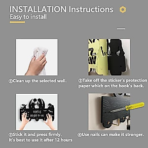 YSdesign The Nightmare Before Christmas Hooks-Jack Skellington Decor Wall Hooks,Wall Décor,Coat Hooks,Key Holder for Wall、Entryway and Kitchen-11.8×7.8Inch、 Black 、Eco-Wood