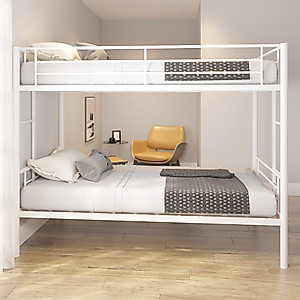 CALABASH Twin Bunk Bed,Metal Bunk Beds Twin Over Twin,Heavy Duty Twin Size Beds with 2 Ladder for Boys Girls Teen Adult Kids (White)