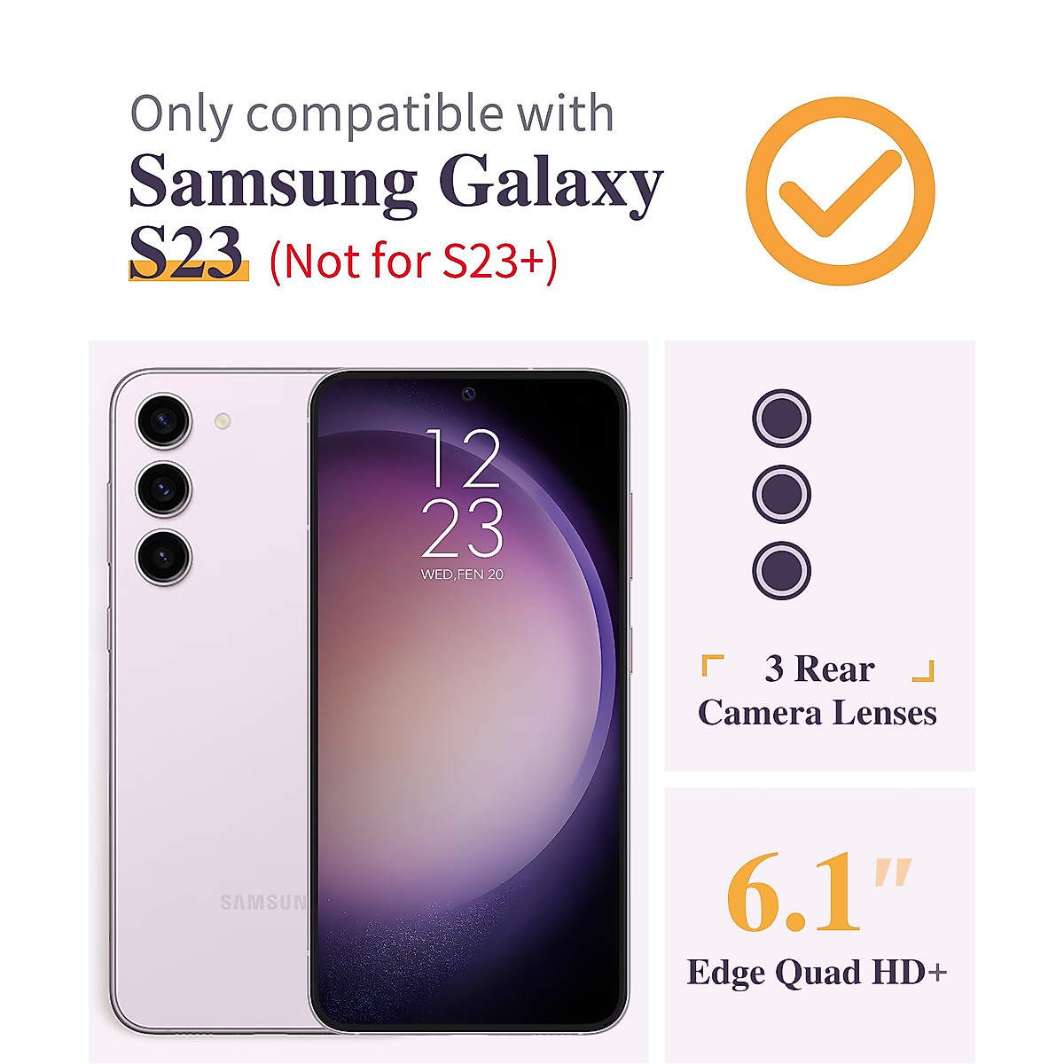 GVIEWIN Bundle - Compatible with Samsung Galaxy S23 Case (Glitter) + Magnetic Phone Ring Holder (Glitter/Silver)