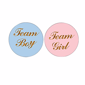 80 PCS Gold Gender Reveal Stickers Team boy and Team Girl Baby Shower Sticker Labels Round Circle Labels Stickers