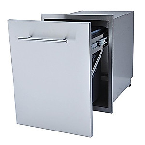 SUNSTONE DE-TRD18 Designer Series Raised Style Single Bin Trash Drawer, 18", Stainless Steel