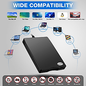 Chuanganzhuo Floppy Disk Reader, 3.5 inch External USB Type C Floppy Disk Drive for PC, Laptop and Desktop Compatible with Windows 11/10/8/7/2000/XP, Black, Frosted Texture