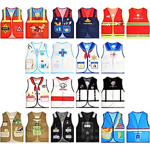 Tahonuss 10 Pcs Community Helper Dress Up Vest Career Costumes Role Play Cosplay Costume Cloth Occupation for Pretend Play Game Party Supplies